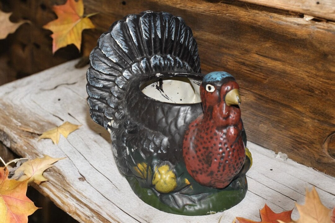 Vintage Turkey Planter, Turkey Centerpiece, Thanksgiving Table Decor ...