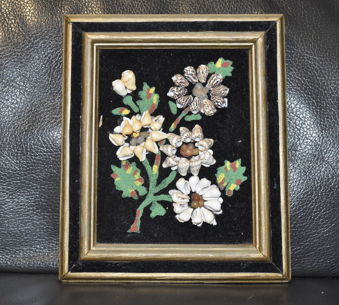 MCM Seashell Flower Art, Velvet, Nautical Beach Decor Wall Hanging - Etsy