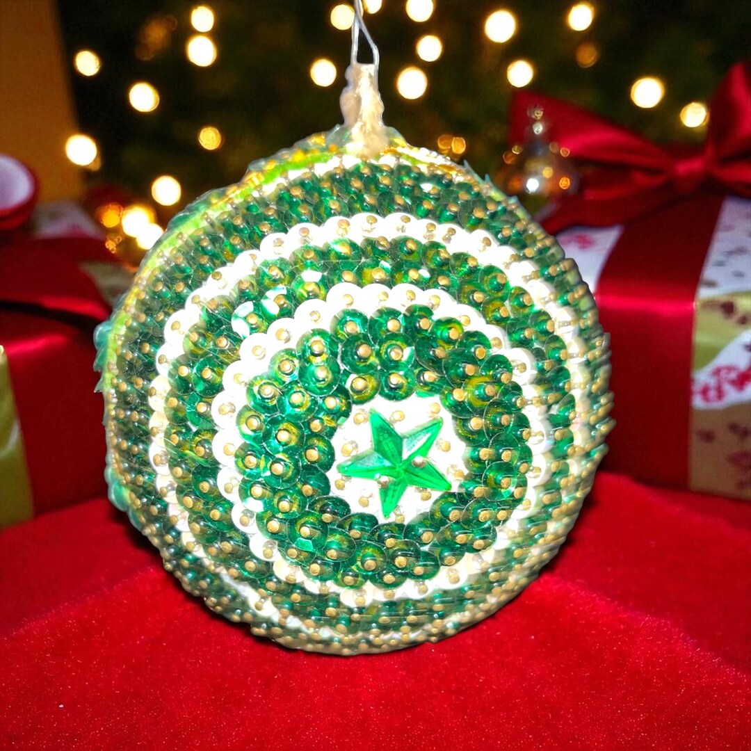 Vintage Shabby Chic Green Push Pin Christmas Ornament - Etsy