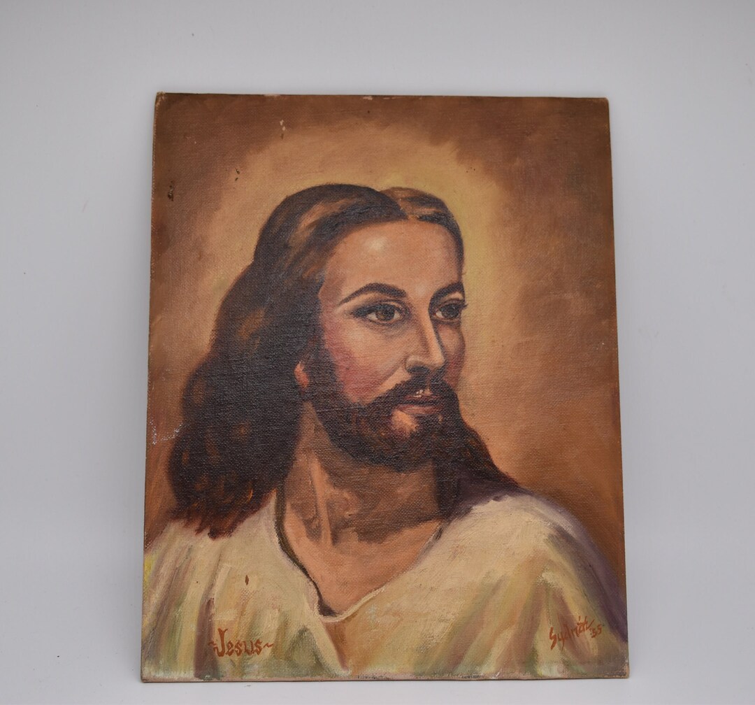 Mid Century Modern Signed Oil Painting Jesus Christ, Sydnaz 55 ...