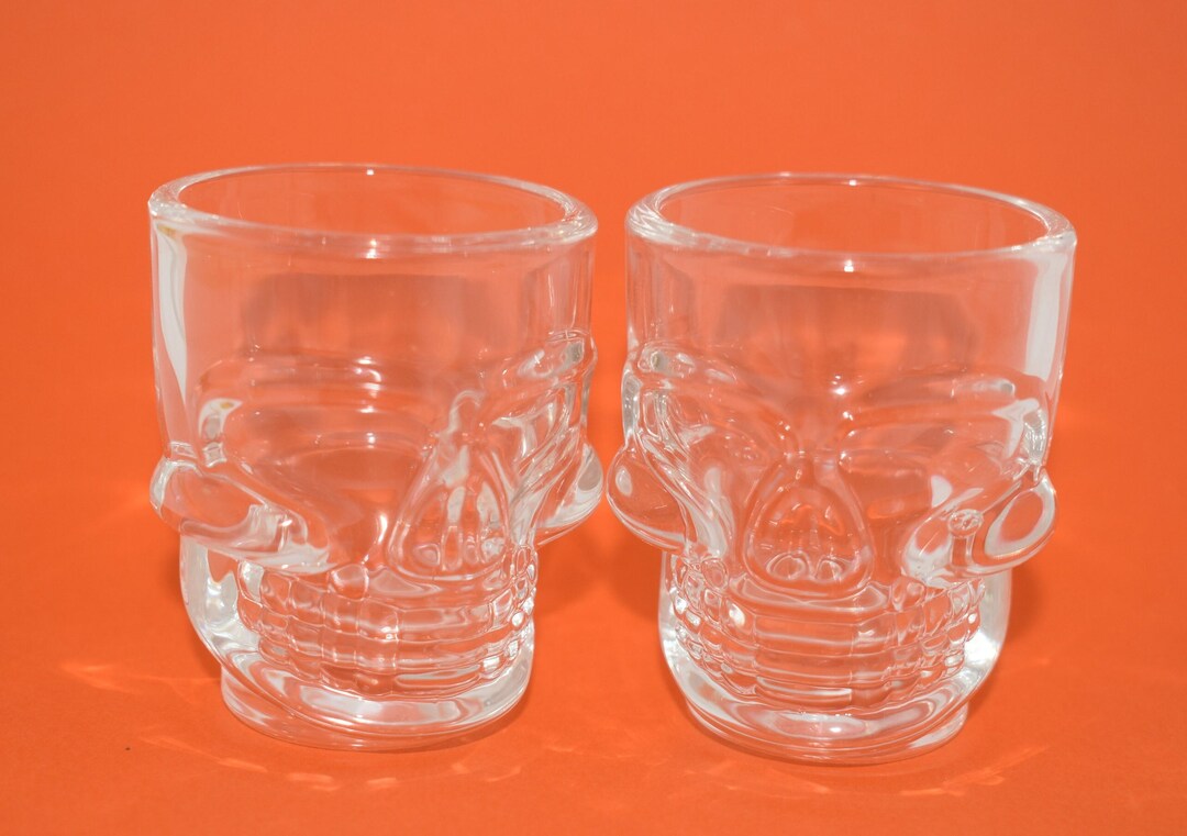 Skull Shot Glasses 2 Halloween Party Alcohol Shot Glasses Etsy