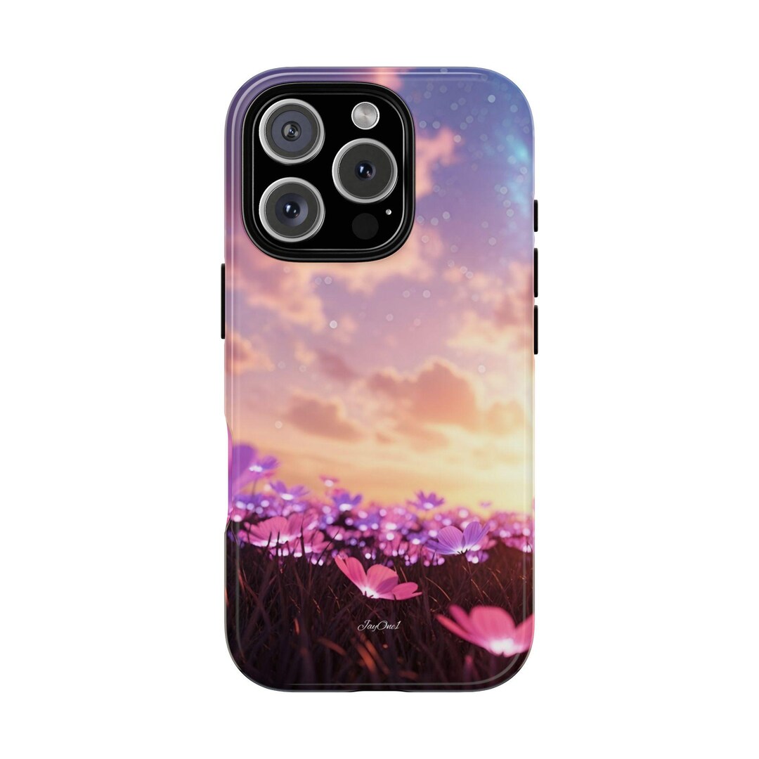 Dreamy Cosmic Flower Field Phone Case: Nebula Sky, Pastel Purple - Etsy
