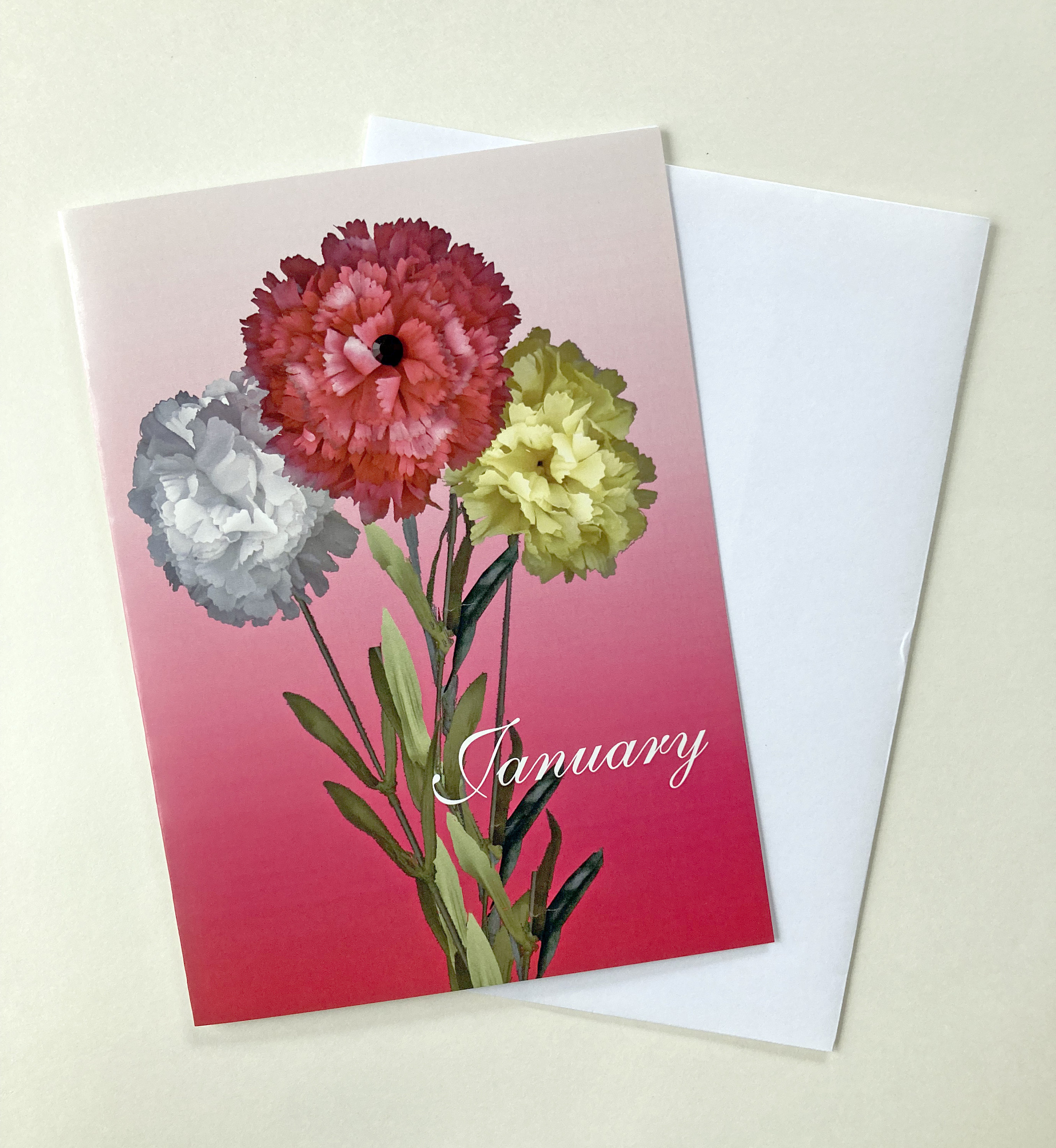 January Birthstone Card, January Birthday Card, January Flower Card ...