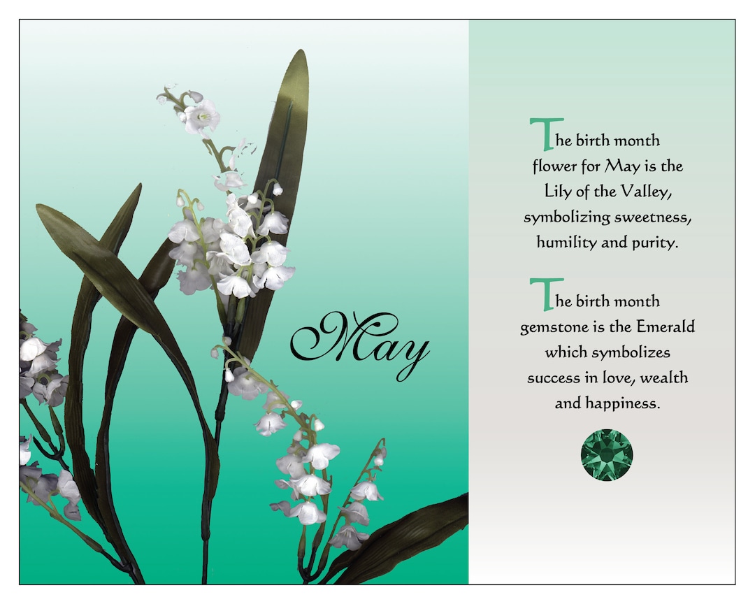 Birth Month Birthstone May Birthday Art Poster 8x10 Digital Download - Etsy