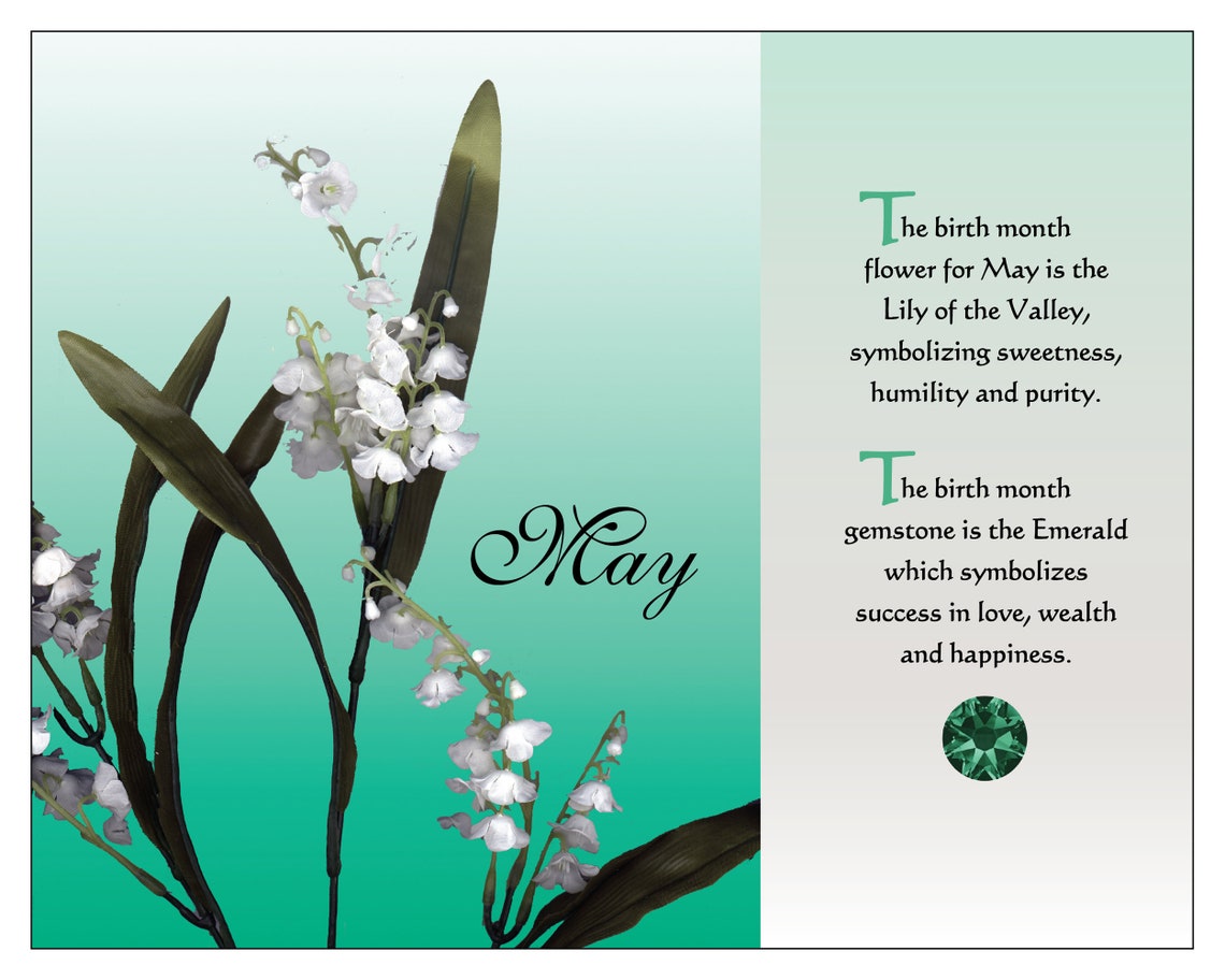 Birth Month Birthstone May Birthday Art Poster 8x10 Digital Download - Etsy