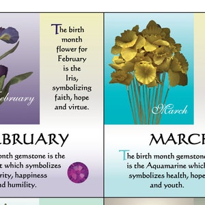 Birth Month Poster 11x17 Gemstone Birthday Art Print - Etsy