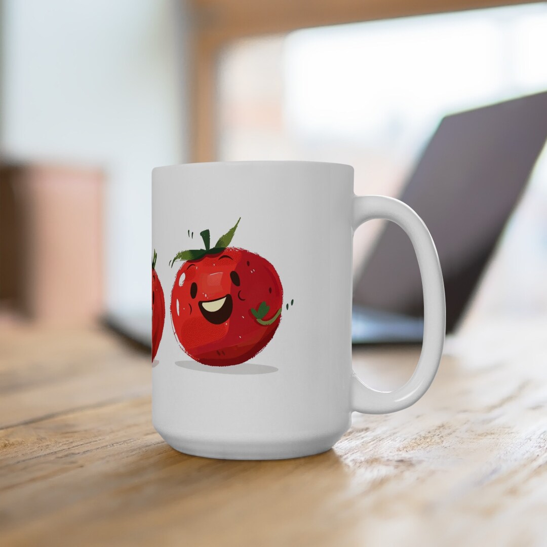 Adorable Tomatoes Mug, Smiley Fruit Coffee Cup Gift, Happy Tomato ...