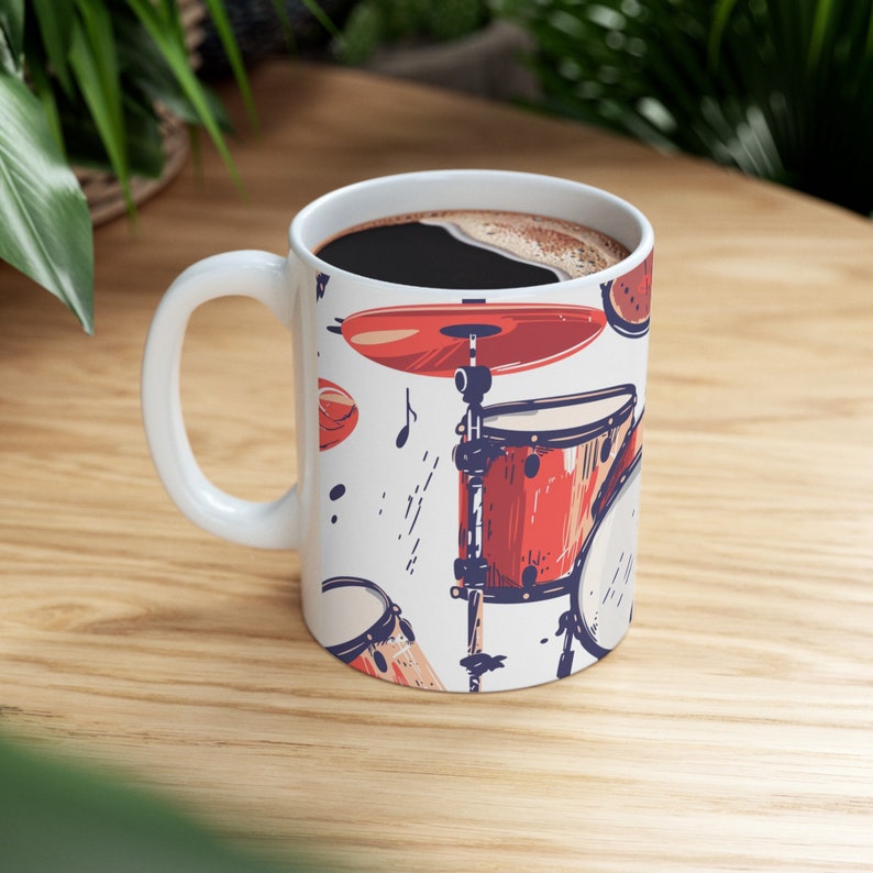 Chaotic Drum Set Mug, Funny Drummer Coffee Cup Gift, Relatable Musician ...