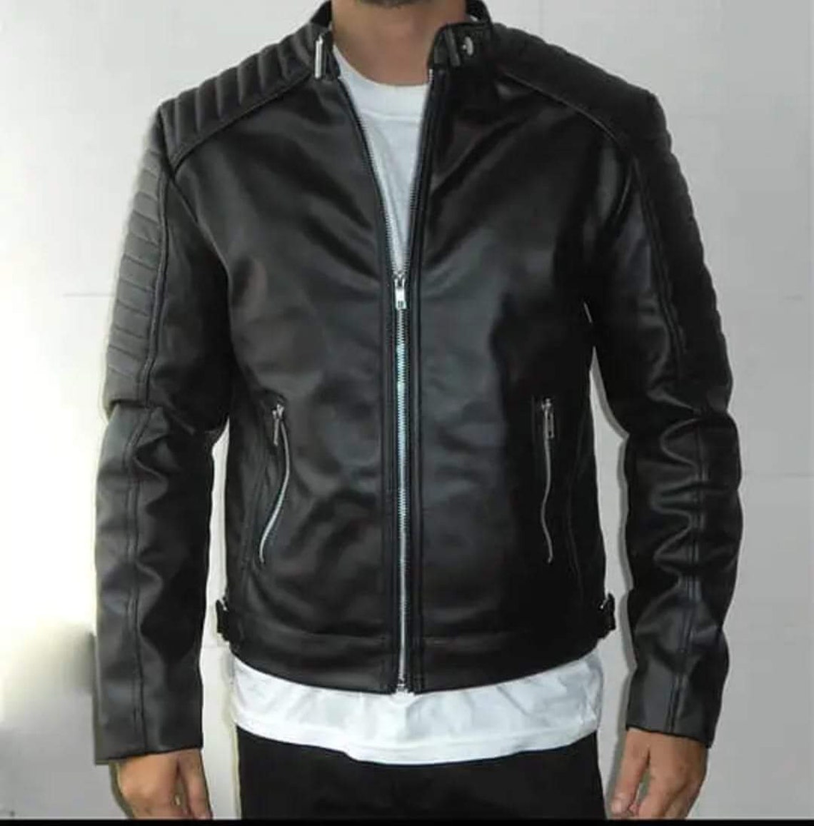 Men’s Winter Leather Jacket, Custom Leather Jackets, Black Bomber Biker ...