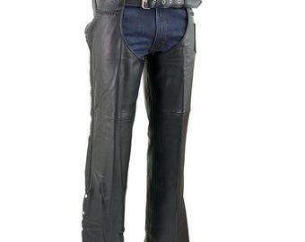 Genuine Brown Leather Biker Chaps for Men | Customizable Motorcycle ...