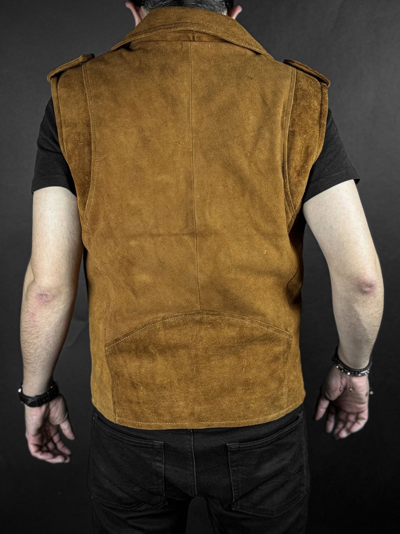 Men Suede Leather Vest, Real Suede Leather Western Cowboy Vest, Men's ...