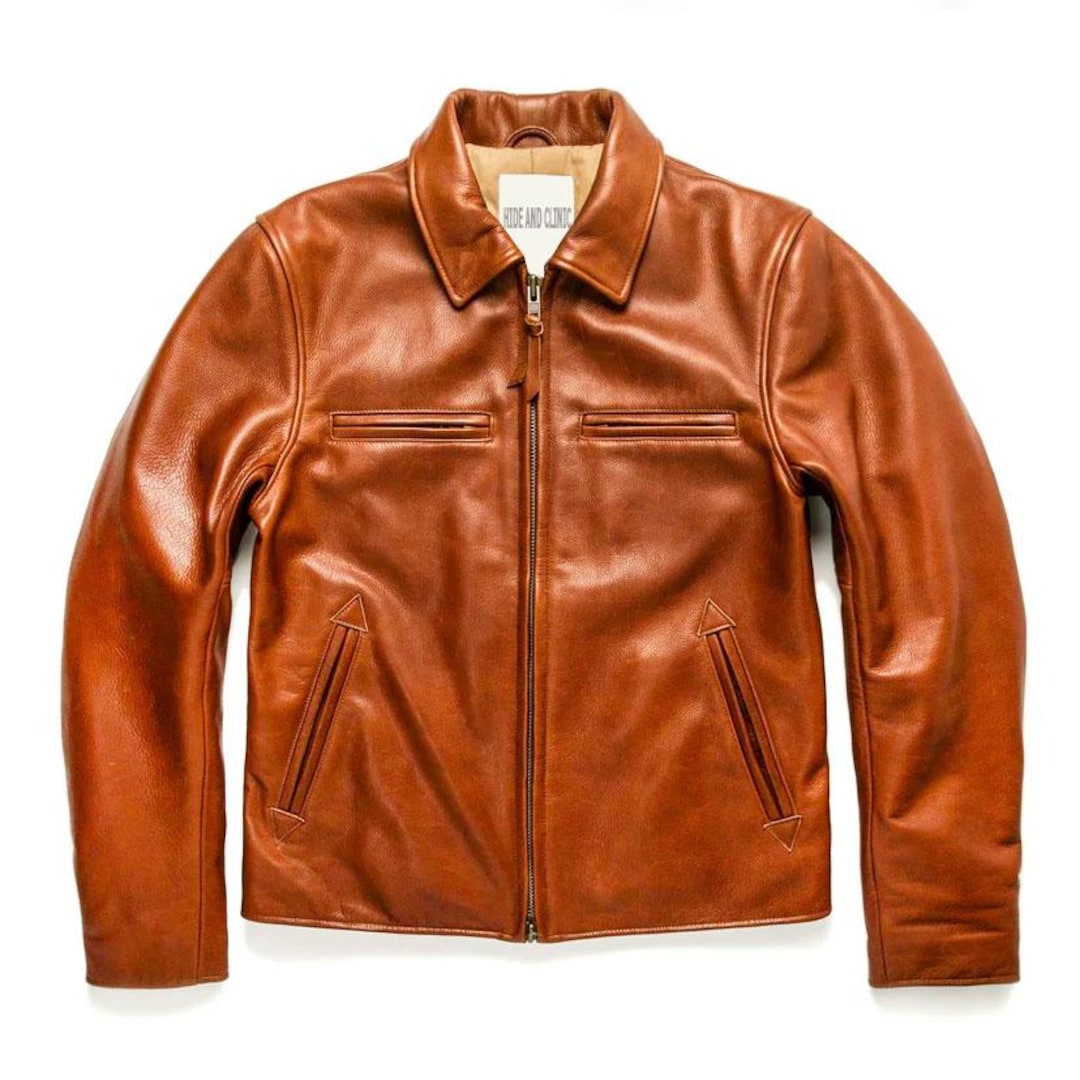Original Slim Fit Motorcycle Biker Brown Mens Real Leather Jacket ...