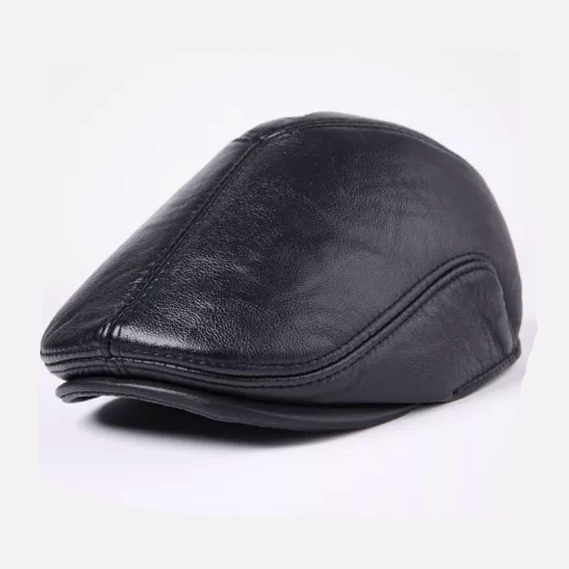 Men Leather Newsboy Hat Cap Beret Gatsby Flat Cabbie Baker Driving ...