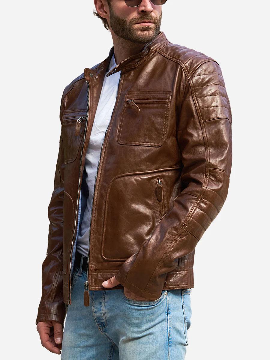 Men Vintage Brown Leather Motorcycle Jackets, Mens Handmade Bomber Men ...