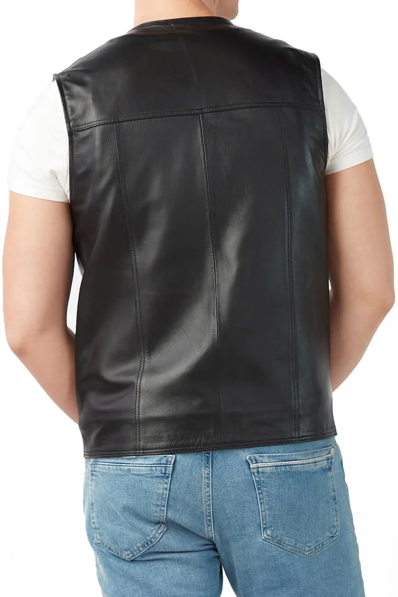 Men's Leather Vest 100% Leather Vest, Soft Sheepskin Vest Slim Fit ...