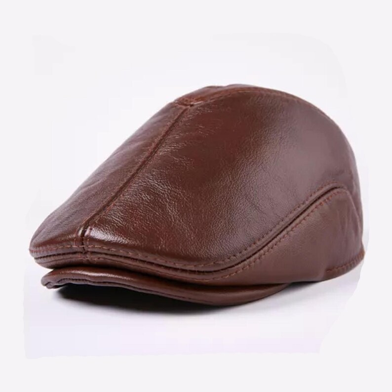 Men Leather Newsboy Hat Cap Beret Gatsby Flat Cabbie Baker Driving ...