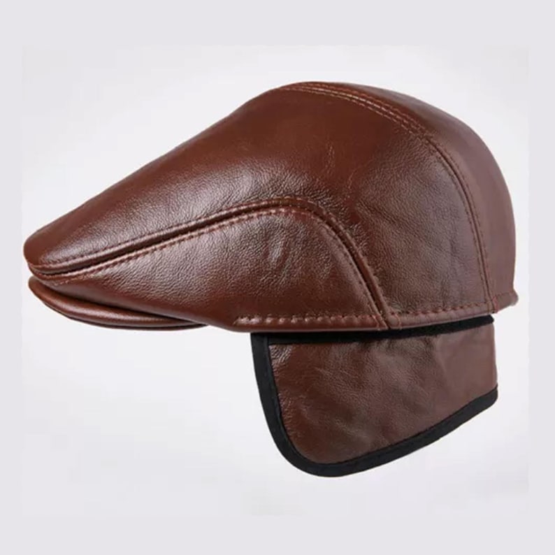 Men Leather Newsboy Hat Cap Beret Gatsby Flat Cabbie Baker Driving ...