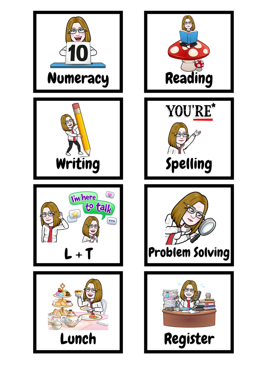 Editable Visual Timetable - Bitmoji - Etsy UK