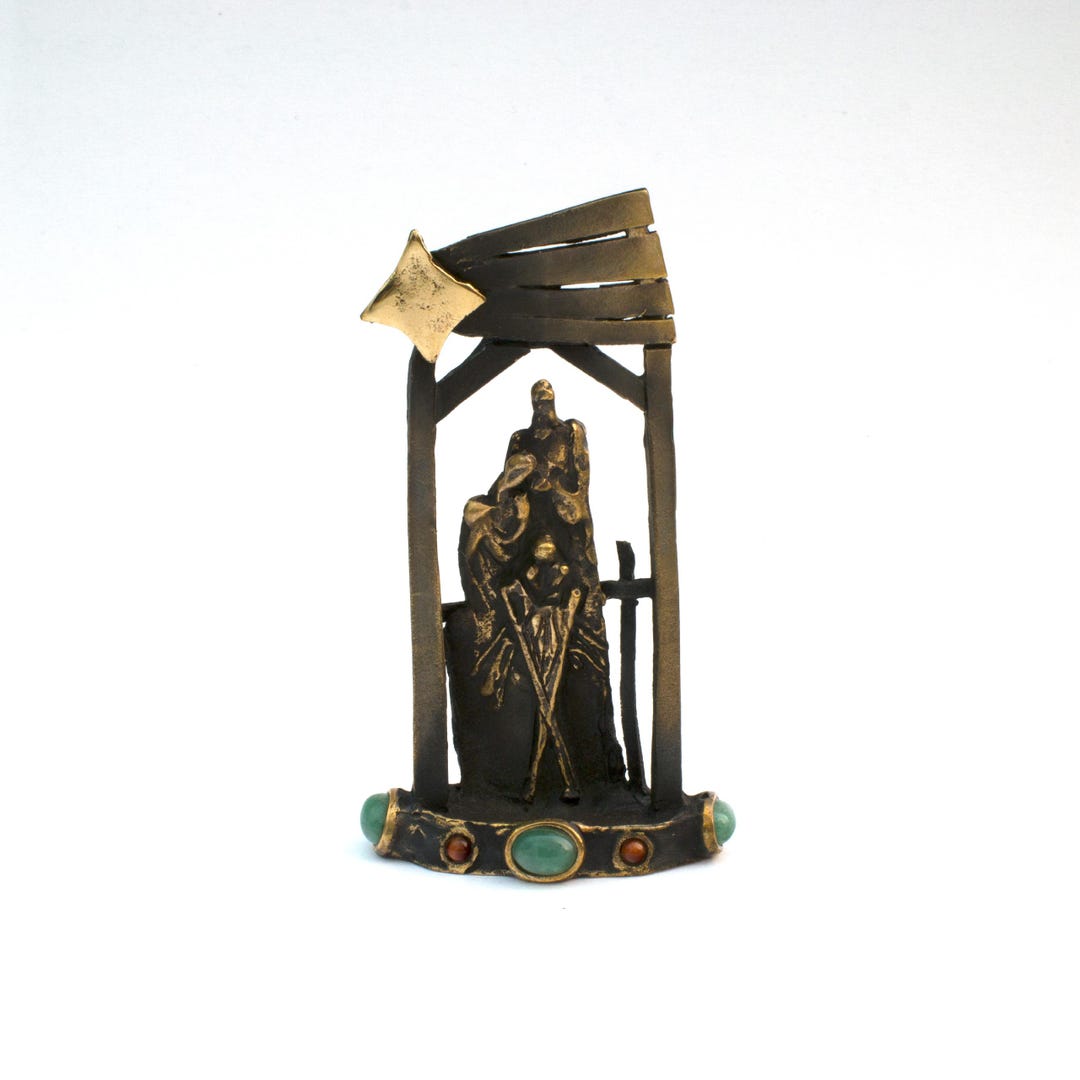 145 · Manger Nativity Scene · Bronze Sculpture With Jadeite and Tiger's ...