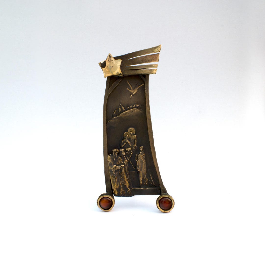 144 · Wheeled Nativity Scene · Bronze Sculpture With Carnelian by ...