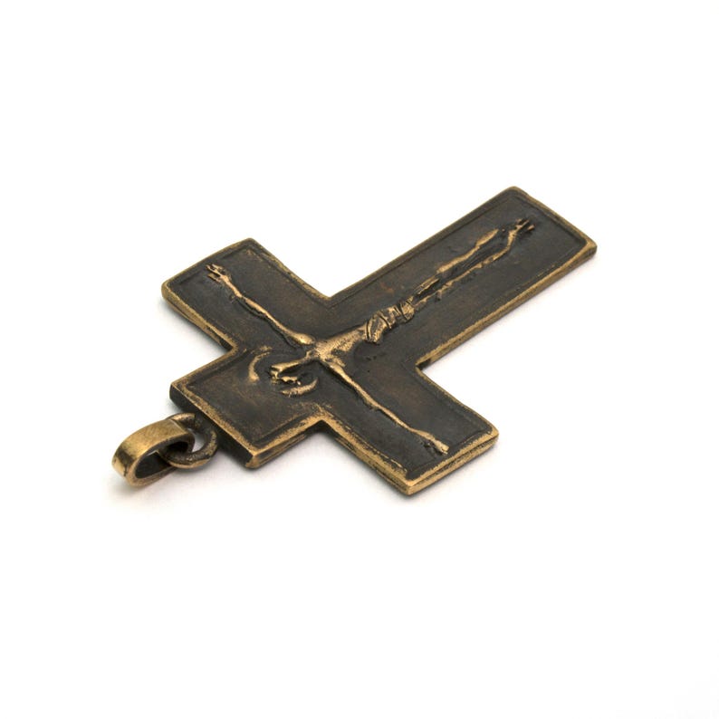 012 · Small Flat Cross #6 · Bronze Pendant by Vojtěška Vlčková - Etsy