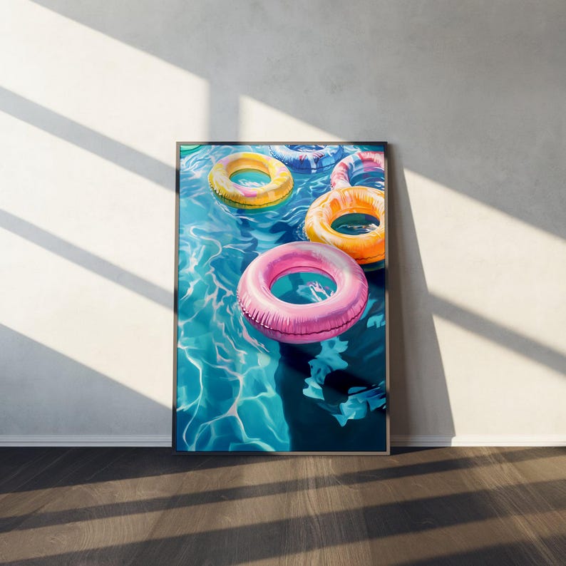 Colorful Inner Tube Painting, Pink Striped Inner, Summer Preppy Decor ...