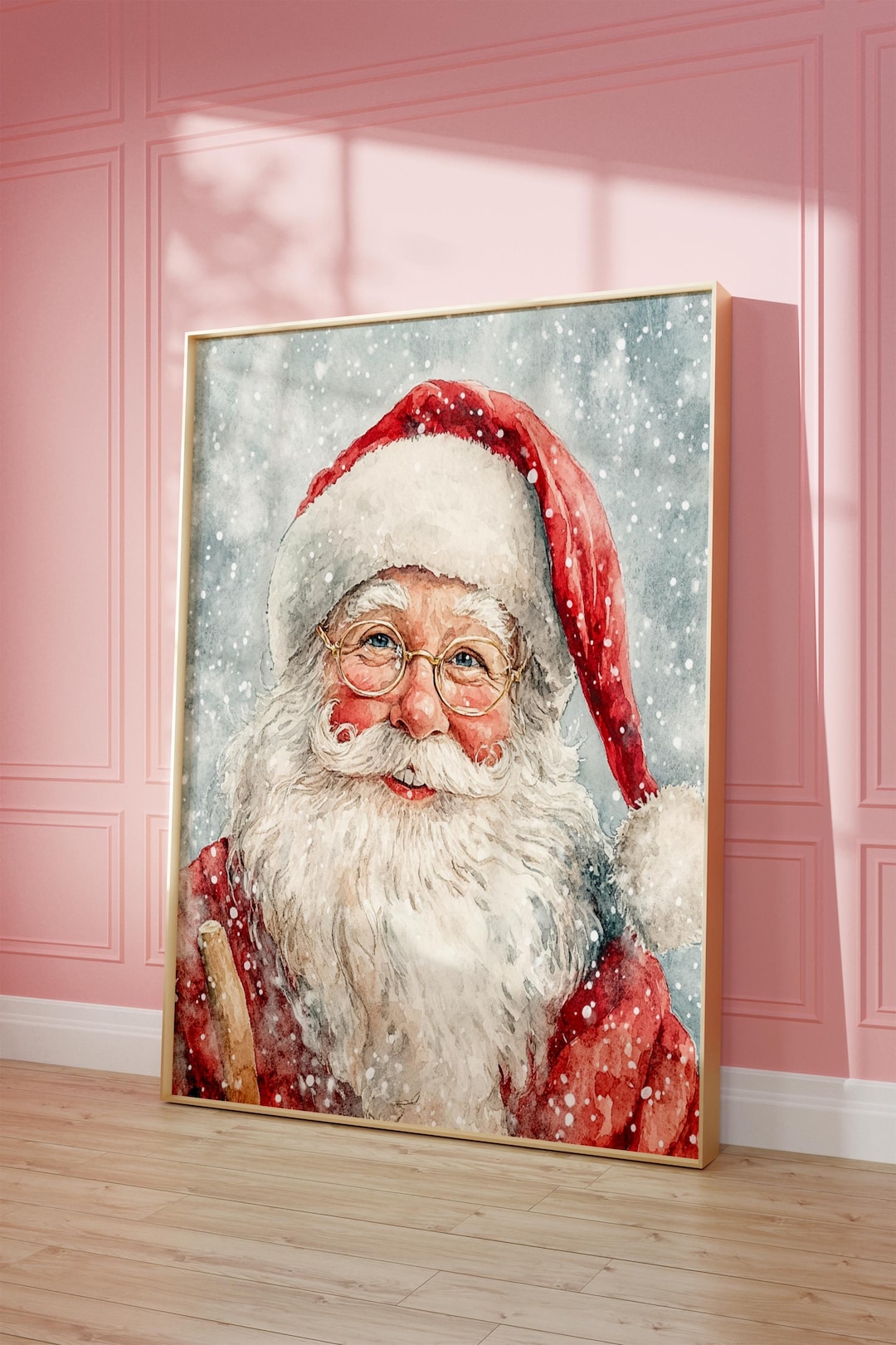 Vintage Santa Claus Wall Art, Printable Christmas Decor, Cozy Holiday ...