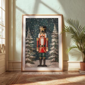 Vintage Nutcracker Christmas Art Print, Xmas Wall Art, Holiday Digital ...