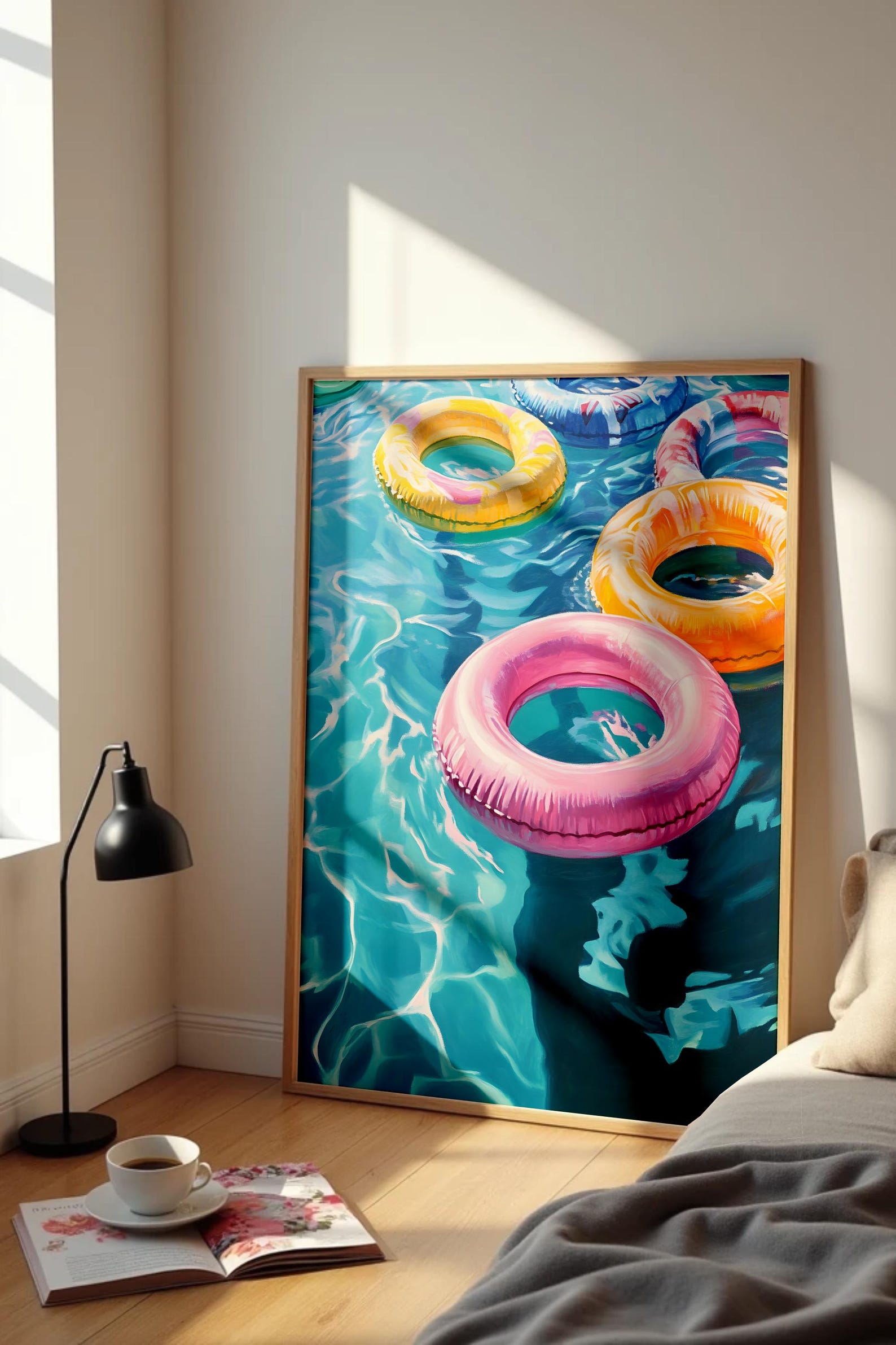 Colorful Inner Tube Painting, Pink Striped Inner, Summer Preppy Decor ...