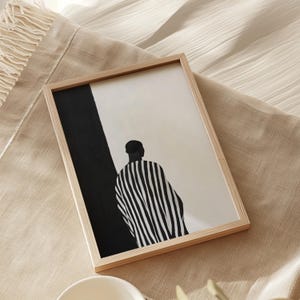 Minimalist Black and White Art Print, Black Woman Abstract Wall Art ...