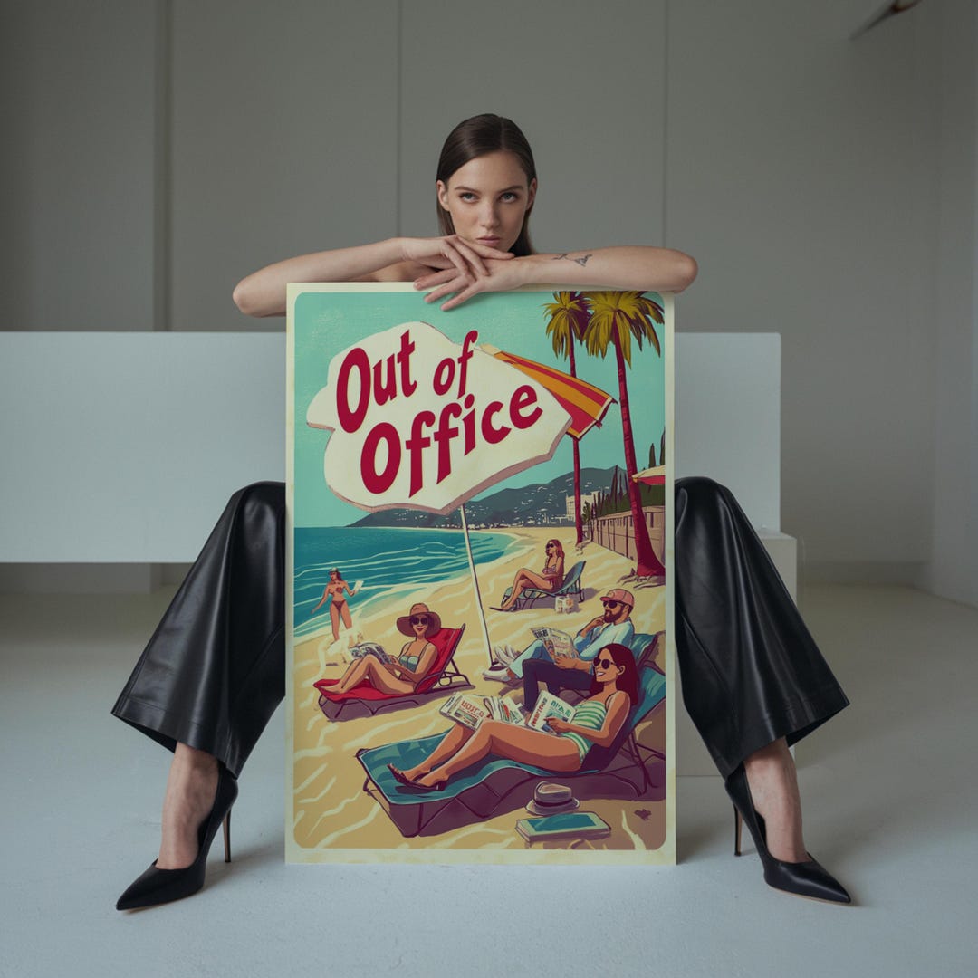 Out of Office Beach Poster Retro Digital Art Print – Vintage Summer ...