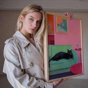 Black Cat With Martini Art Print, Cocktail Art, Bar Cart Decor, Fine ...