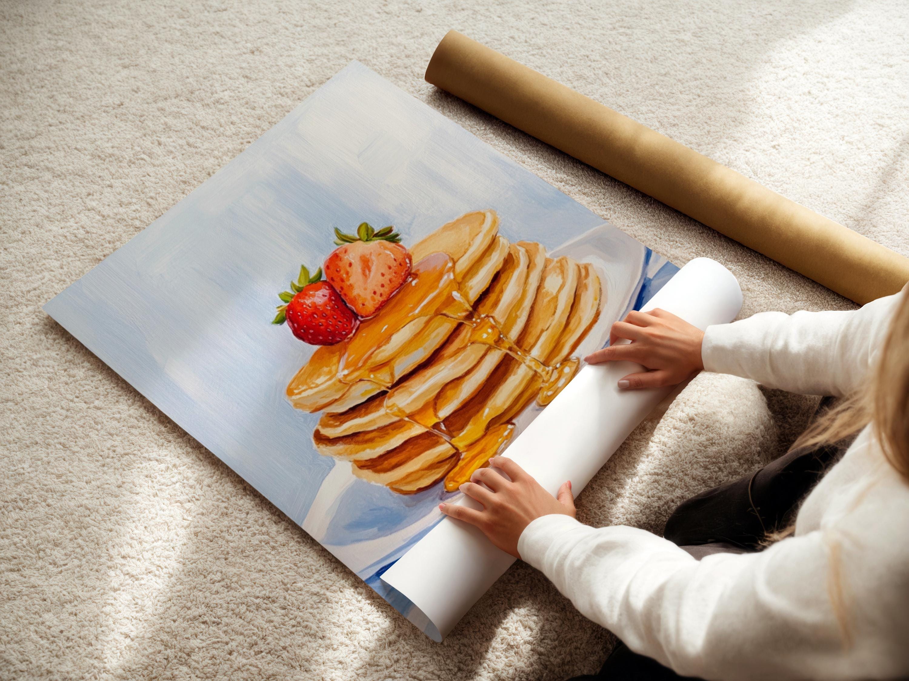 Strawberry Pancake Art Print, Breakfast Wall Decor, Cozy Kitchen ...