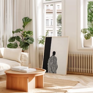 Minimalist Black and White Art Print, Black Woman Abstract Wall Art ...