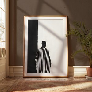 Minimalist Black and White Art Print, Black Woman Abstract Wall Art ...