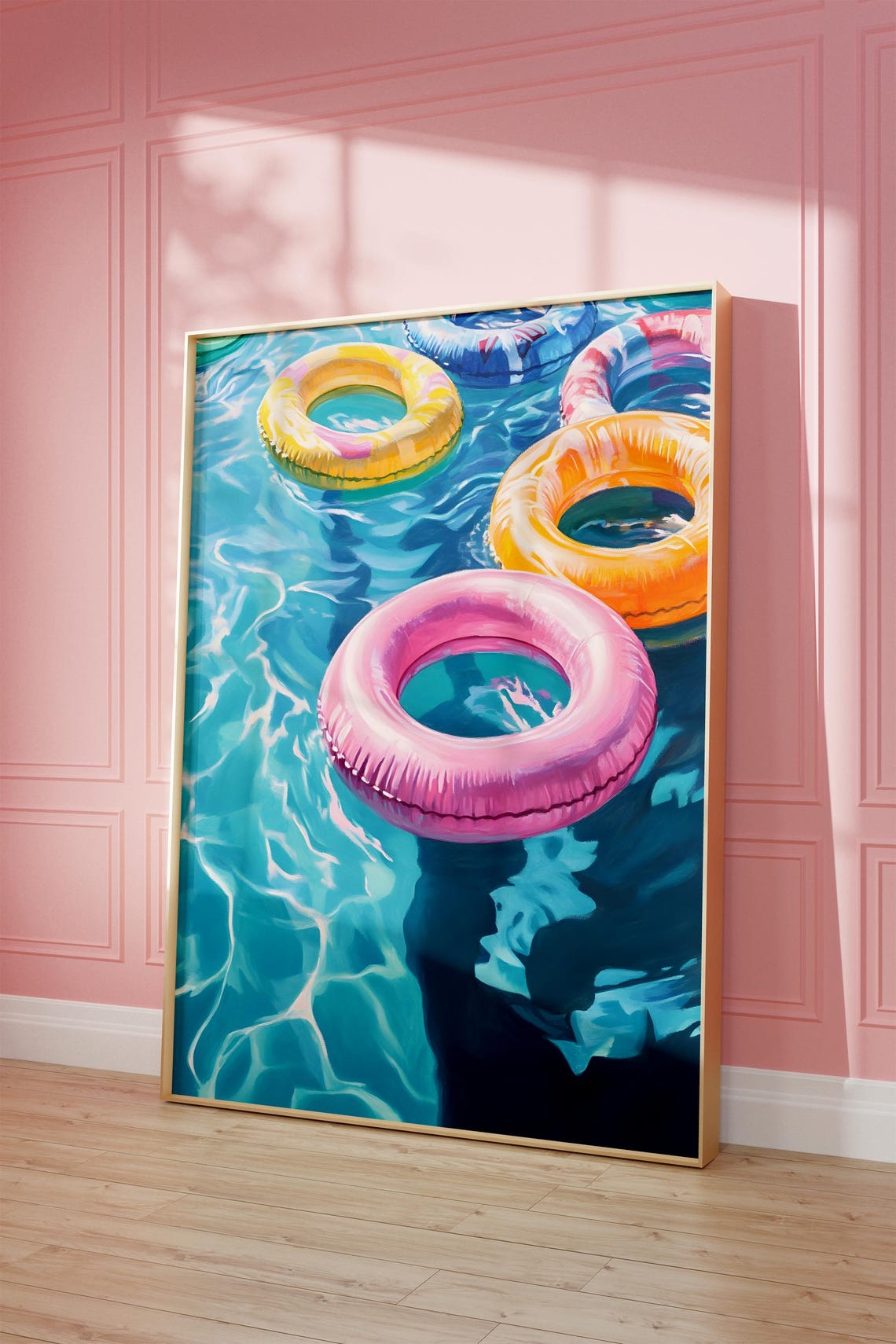 Colorful Inner Tube Painting, Pink Striped Inner, Summer Preppy Decor ...