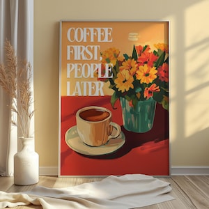 Coffee First, Trendy Retro Poster, Retro Wall Art, Apartment Decor ...