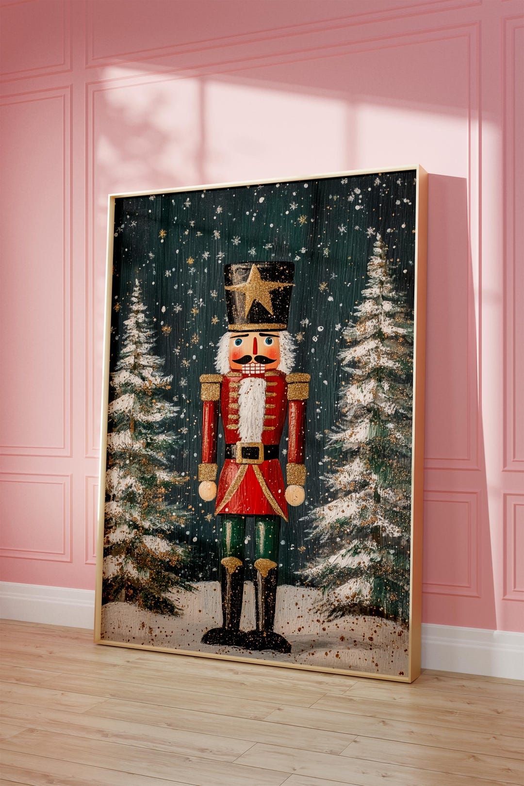 Vintage Nutcracker Christmas Art Print, Xmas Wall Art, Holiday Digital ...