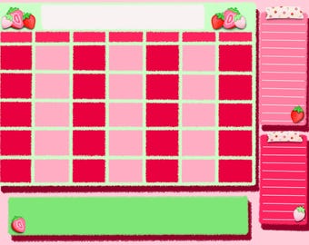 Printable Planner | Strawberry | Monthly Calendar | Digital Planner ...