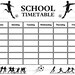 School Timetable With Soccer Players in Black and White, Instant ...