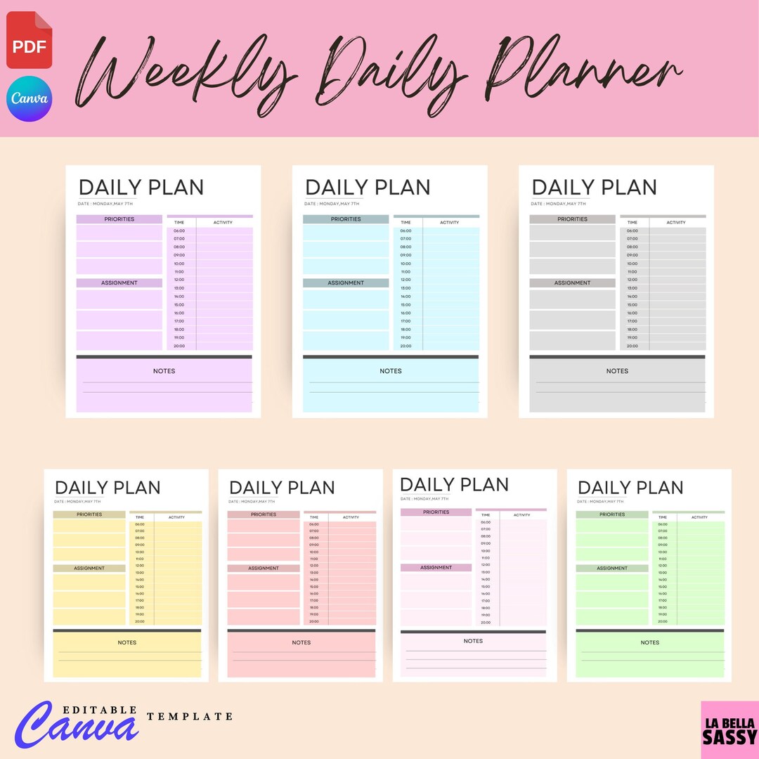Editable Daily Routine, Printable, Daily Checklist, Daily Task Planner ...