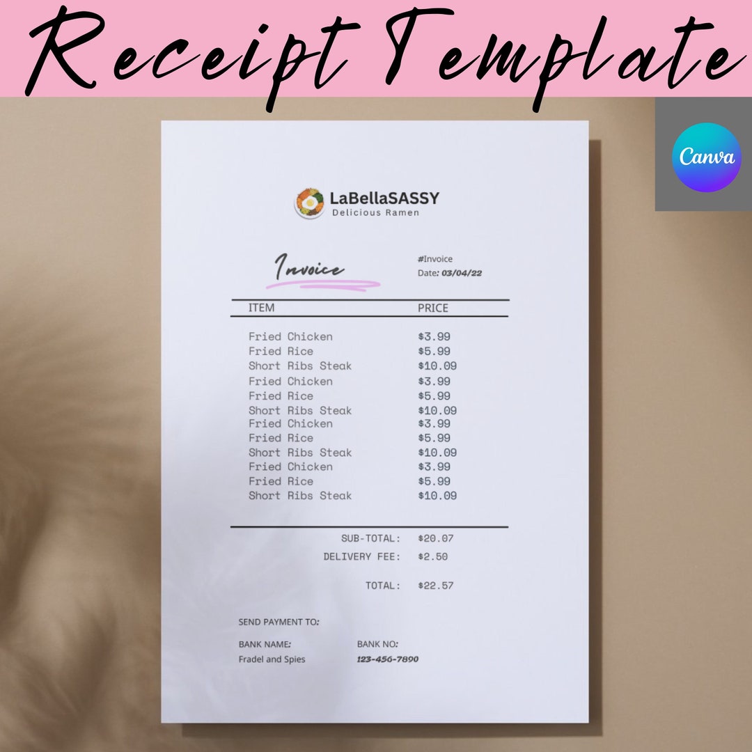 Buy Cash Receipt Template, Receipt, Receipt Template, Canva Template ...