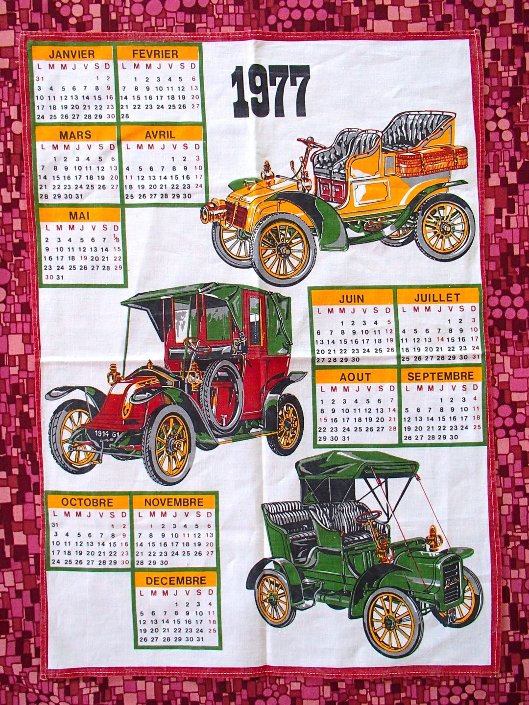 1977 France: Fabric Calendar - Etsy
