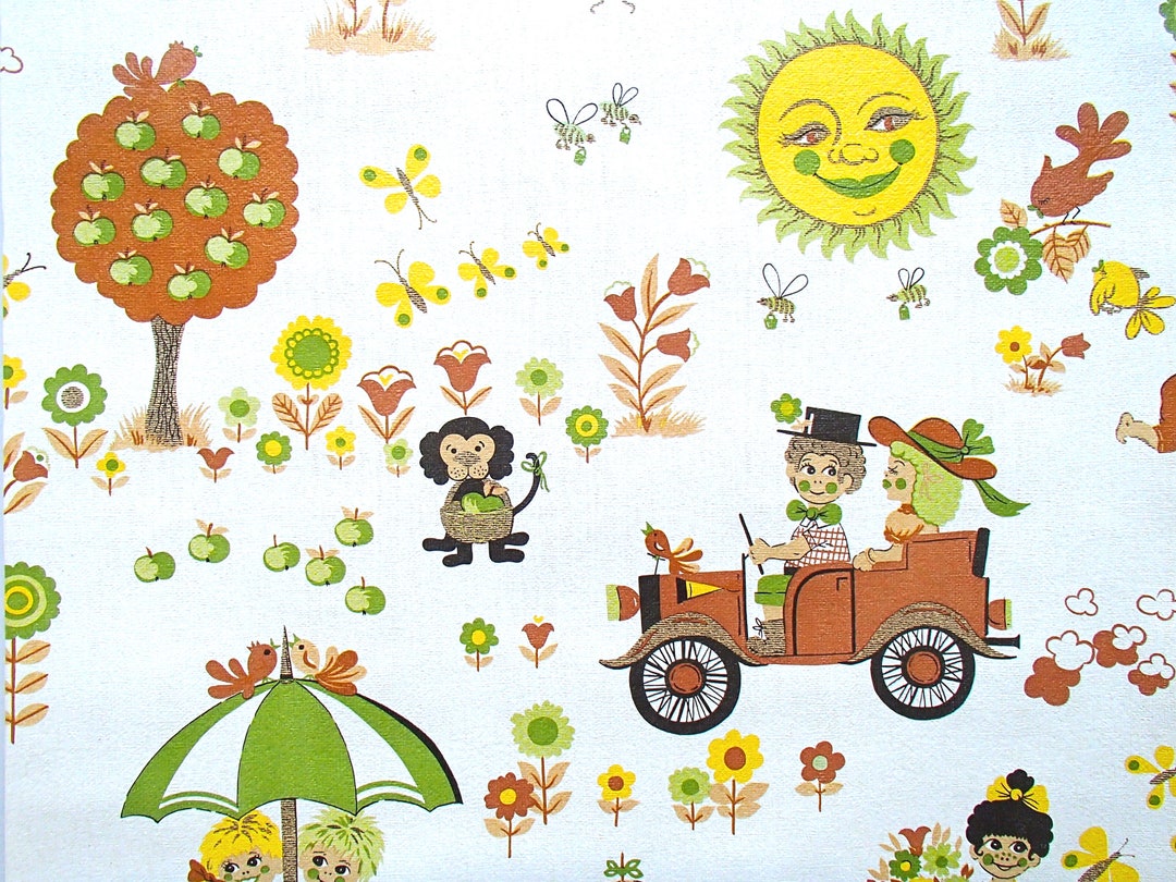 Kids' Vintage Wallpaper / Opened Roll (7 Meters) - Etsy