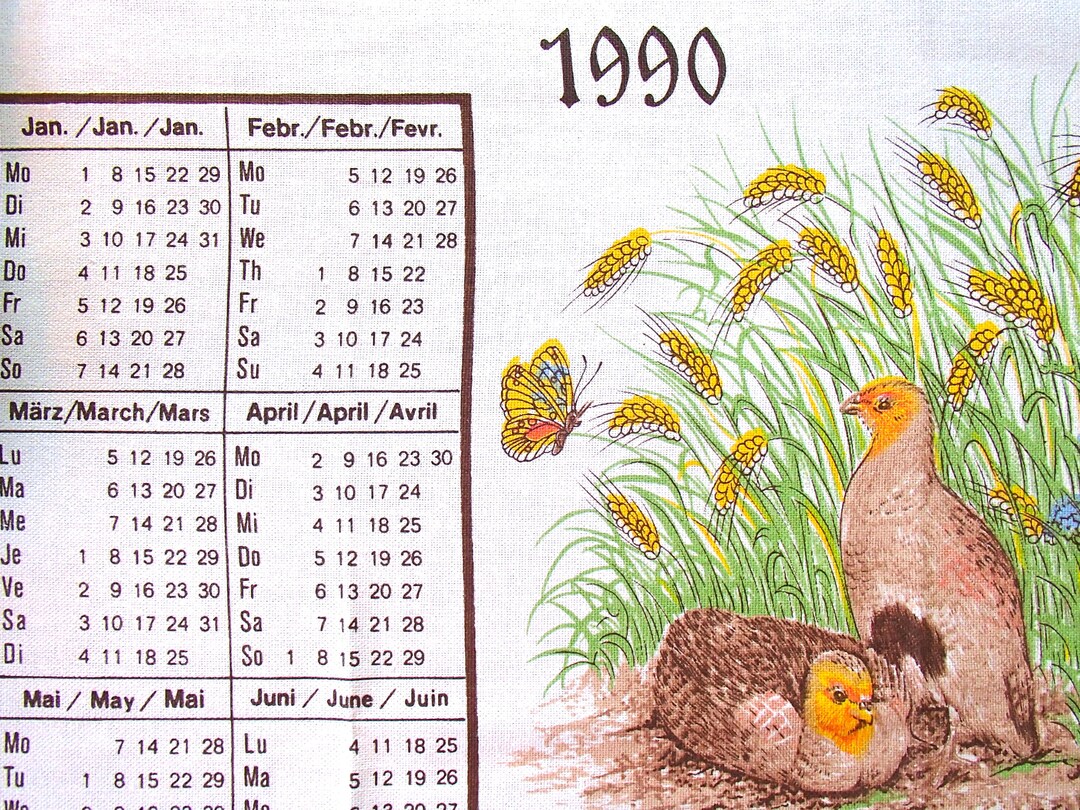 1990 Germany: Fabric Calendar "forest Life" - Etsy