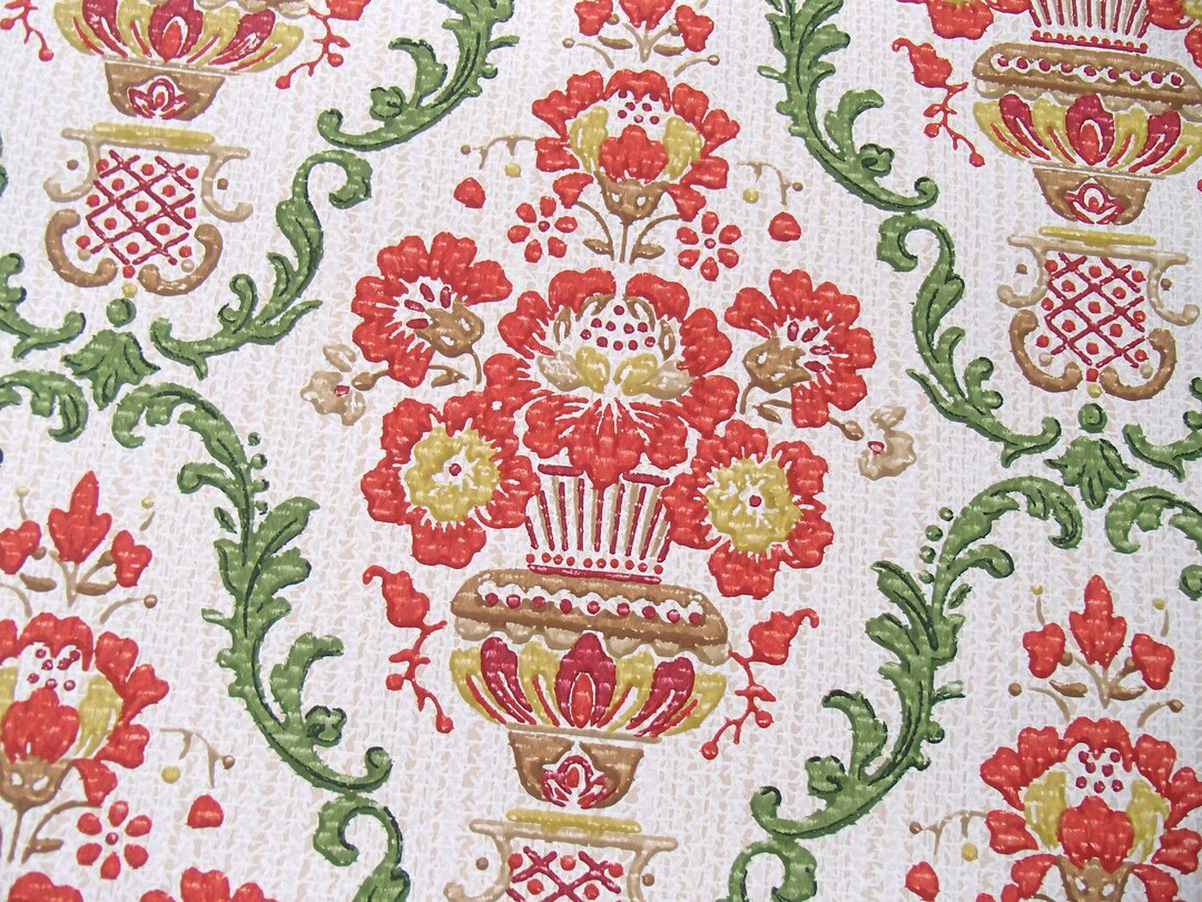 French Handprinted Vintage Wallpaper / Full Roll - Etsy
