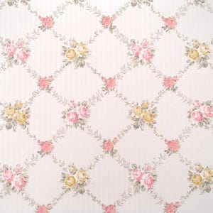 Full Roll Handprinted Vintage Wallpaper With Little Roses - Etsy