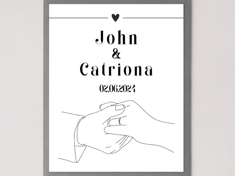 Personalized Engagement Digital Download Print, Custom Names and Date ...