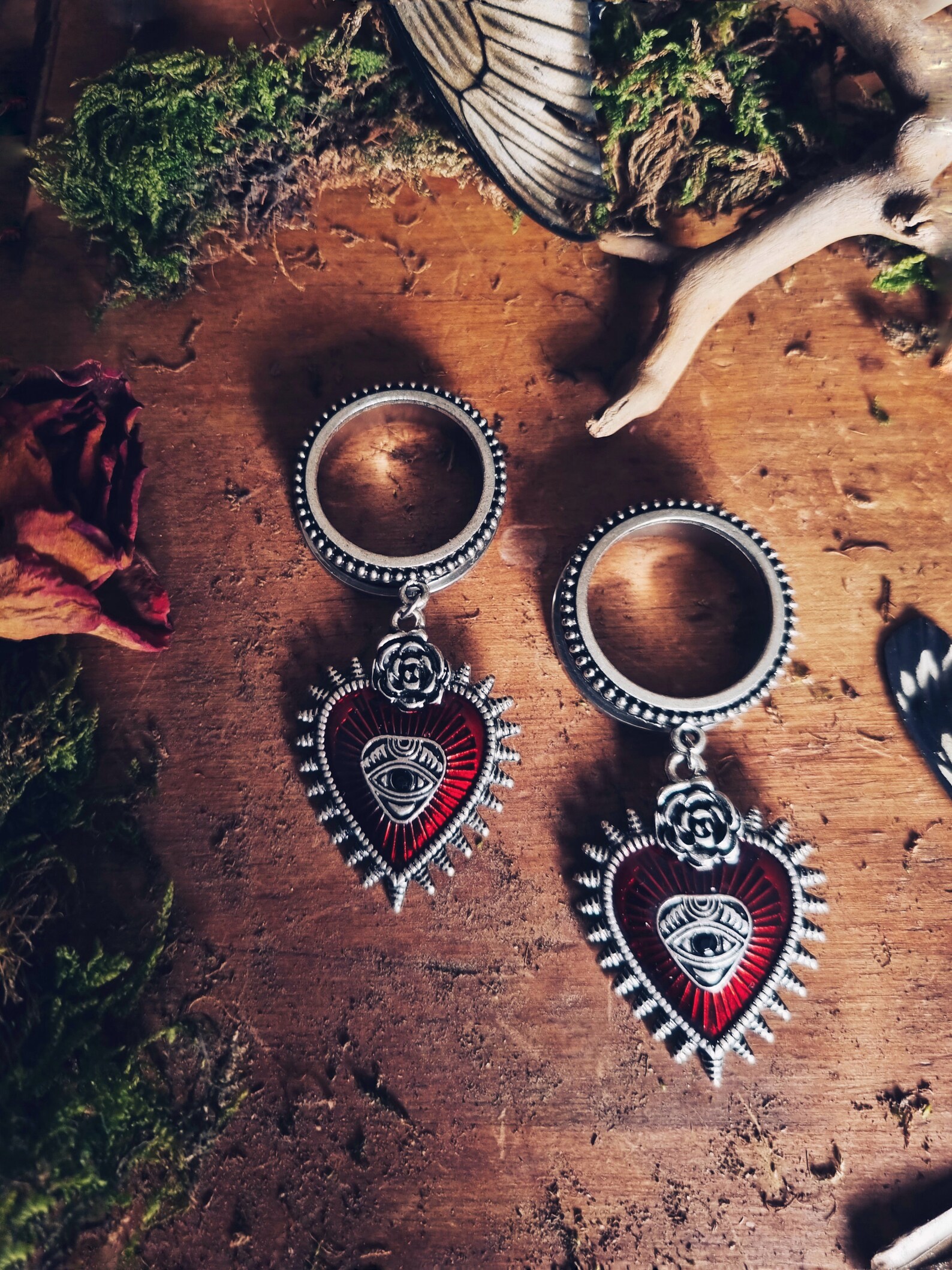 Sacred Heart Ear Tunnels, Ear Gauges, Ear Plugs, Goth Ear Plugs, Ear ...