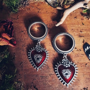 Sacred Heart Ear Tunnels, Ear Gauges, Ear Plugs, Goth Ear Plugs, Ear ...